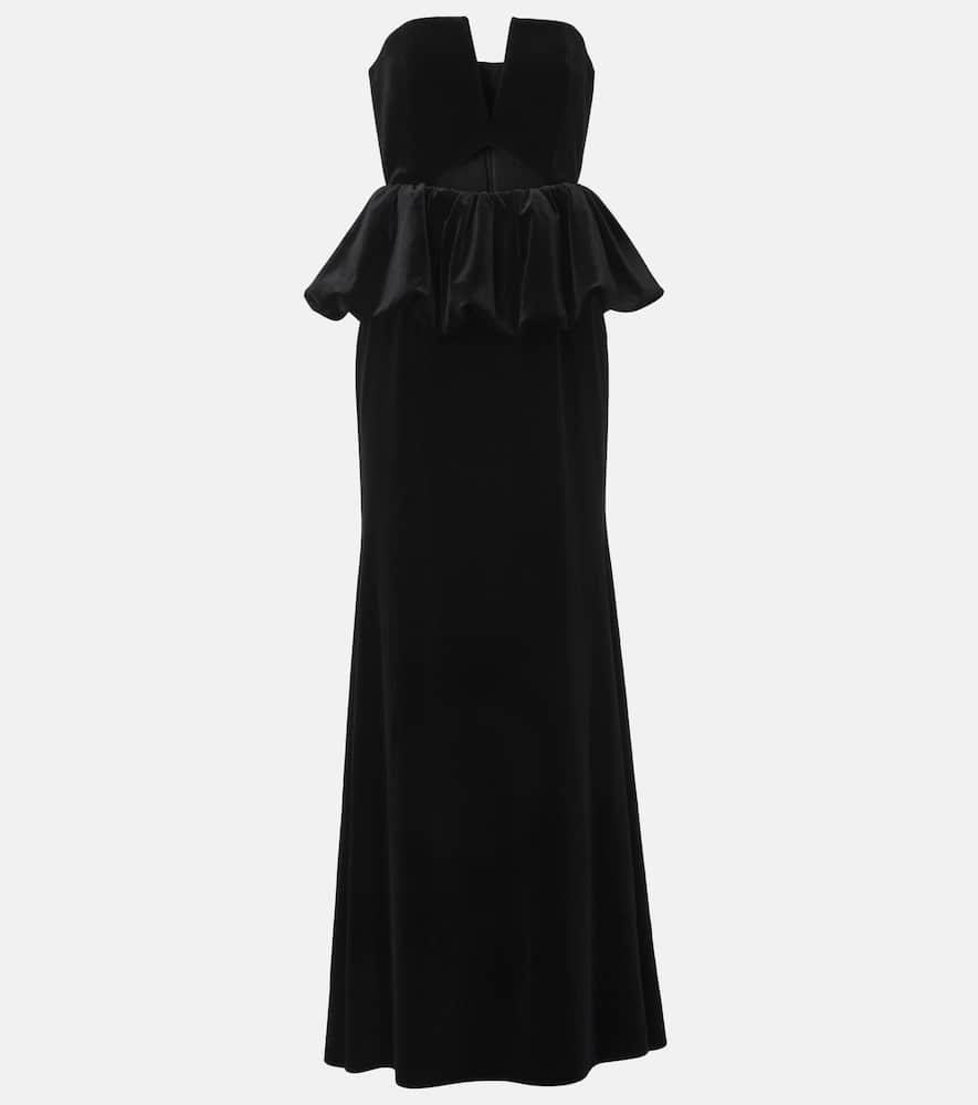 sheike black peplum dress Crystal Strapless XL / expertly tailored to complement the dynamic lifestyles of contemporary women self-portrait Velvet Peplum Maxi Dress