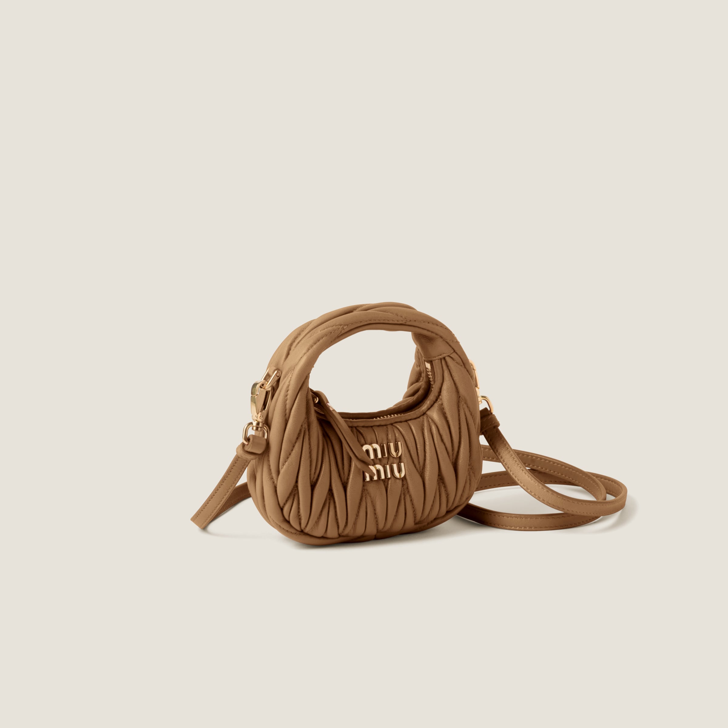 Miu Miu Wander Matelassé Nappa Leather Micro Hobo Bag