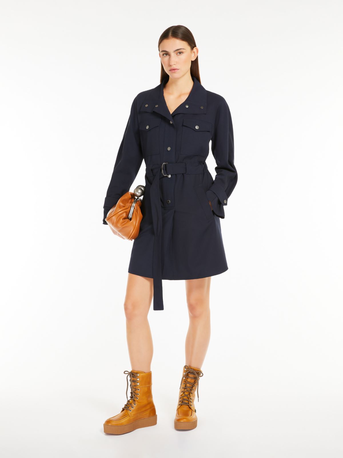 Max Mara Wool Gabardine Dress Navy Editorialist