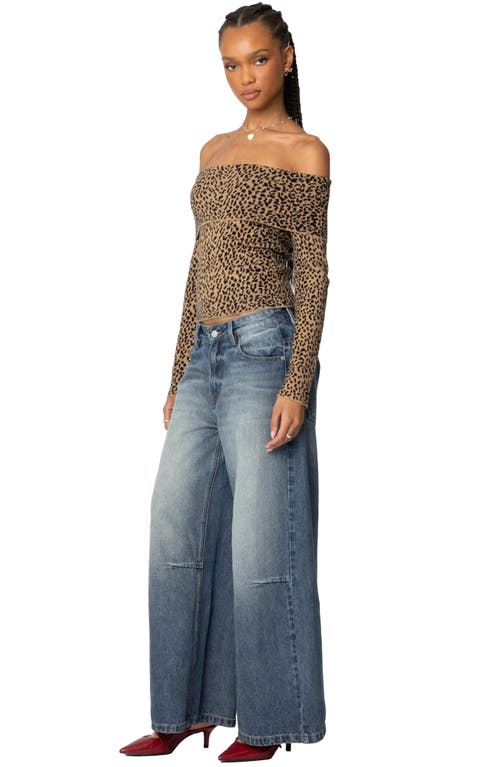 EDIKTED EDIKTED Printed Fold Over Knit Top