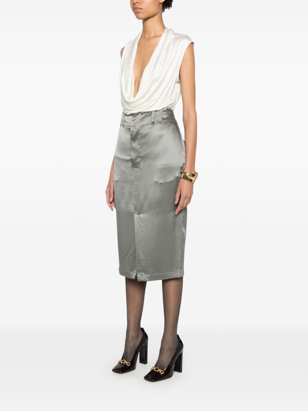 SAINT LAURENT Saint Laurent Silk Midi Skirt