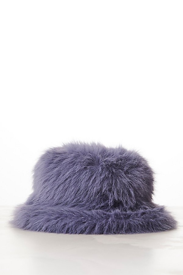 Free People Unreal Fur Ice Queen New Stylish Blue Faux Fur Bucket Hat Free People ice queen faux fur bucket hat in sky | ASOS main image 4