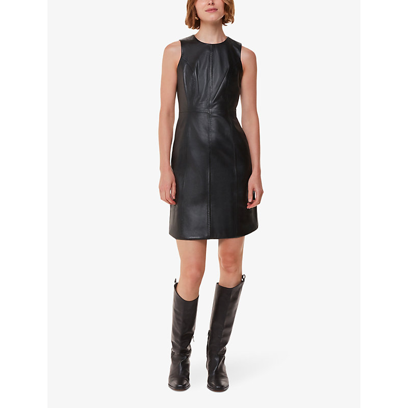 WHISTLES Leather Mini Shift Dress