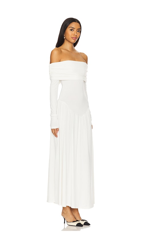 WEWOREWHAT Off Shoulder Ruched Midi Dress