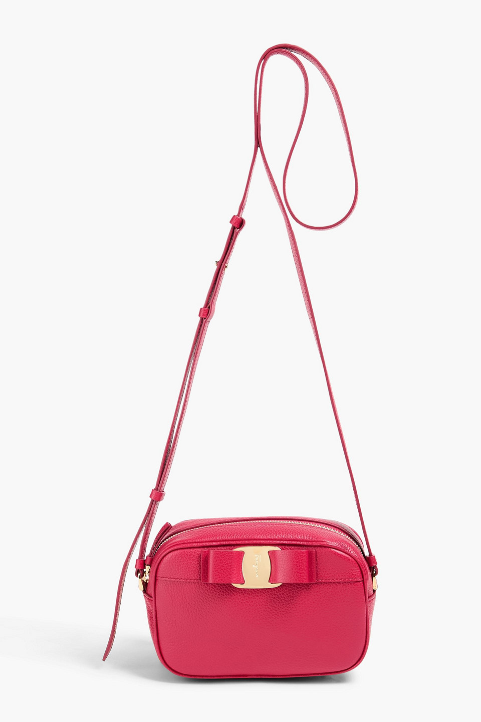 Ferragamo Vara Bow-Detailed Pebbled Leather Crossbody Bag In