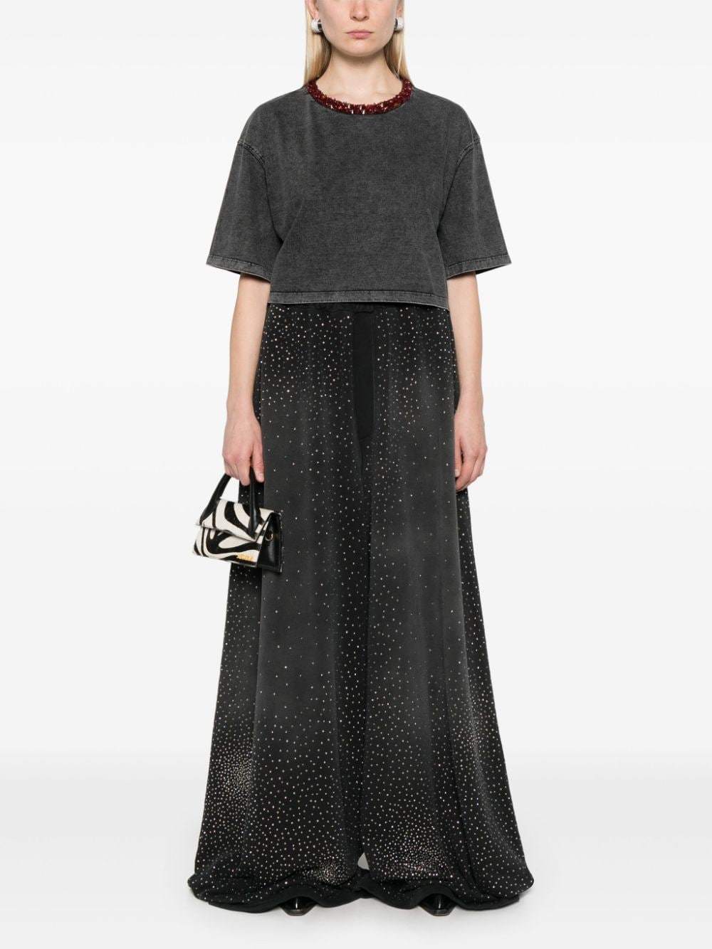 GIUSEPPE DI MORABITO Giuseppe Di Morabito Rhinestone-Embellished Palazzo Pants