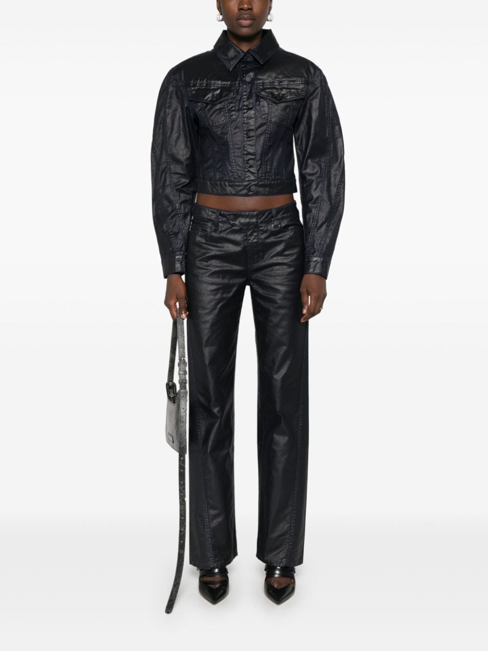 MUGLER Mugler Wax-Effect Denim Jacket
