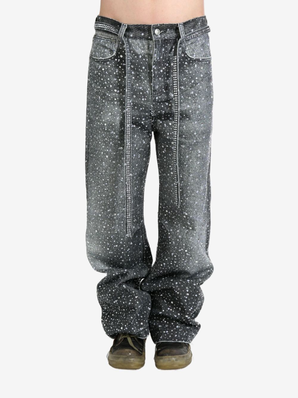 Birth Of Royal Child Crystal-Embellished Loose-Fit Jeans - Black 