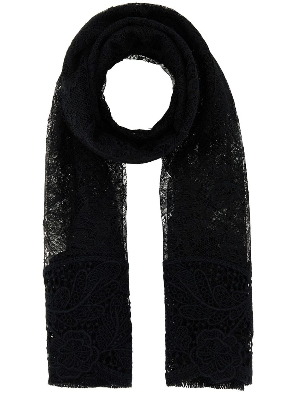 Valentino Garavani Lace-Detailing Scarf In Black - 13% Off