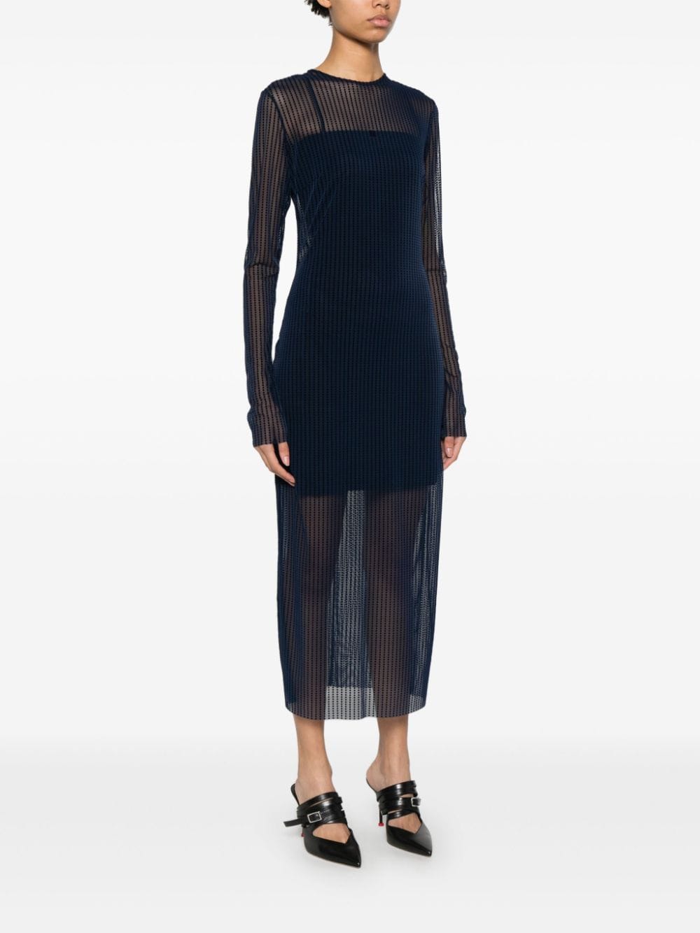 GIVENCHY Polka-Dot Mesh Midi Dress