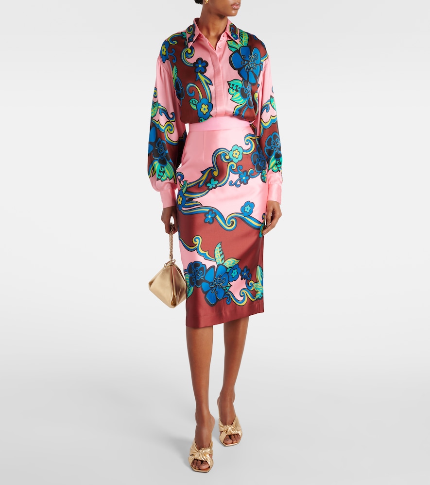 ALEMAIS Alémais Floral Silk Satin Shirt