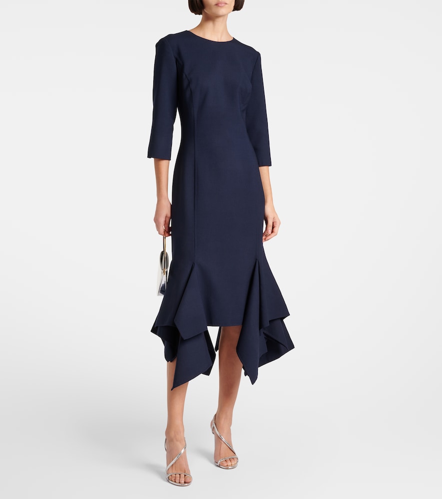 OSCAR DE LA RENTA Pleated Wool-Blend Midi Dress