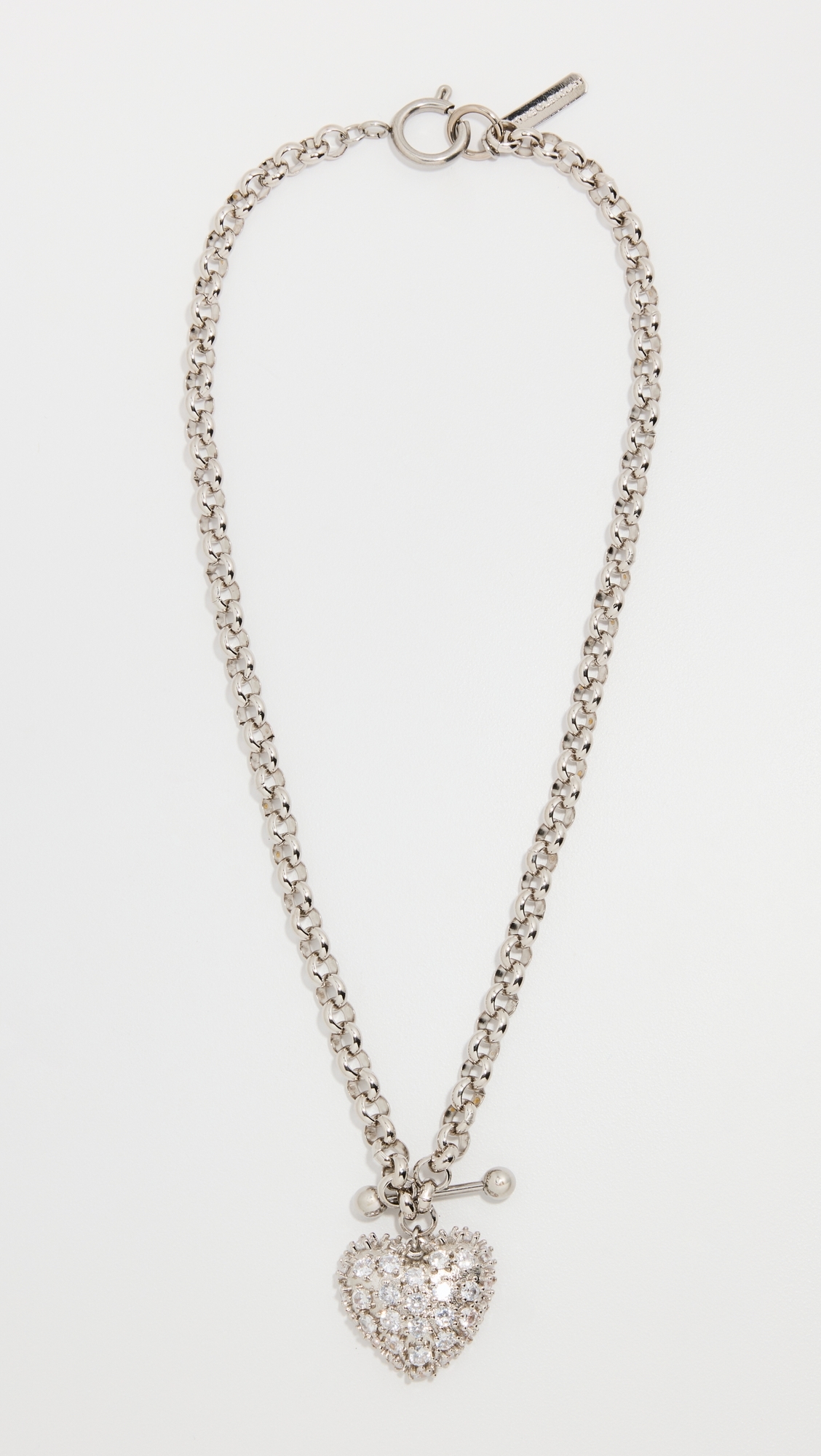 Justine Clenquet Heart Crystal Necklace In Palladium - 30% Off