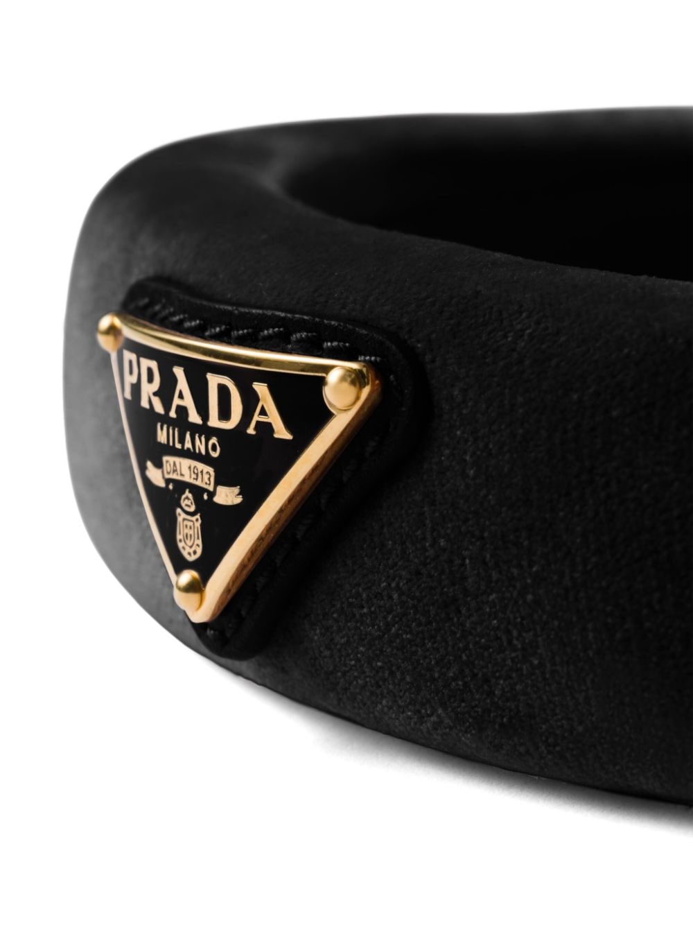 Headband Satin  | Black Saffiano Logo Headband - NEW ✨ Prada Logo-embellished Satin Headband - Black | Editorialist main image 4