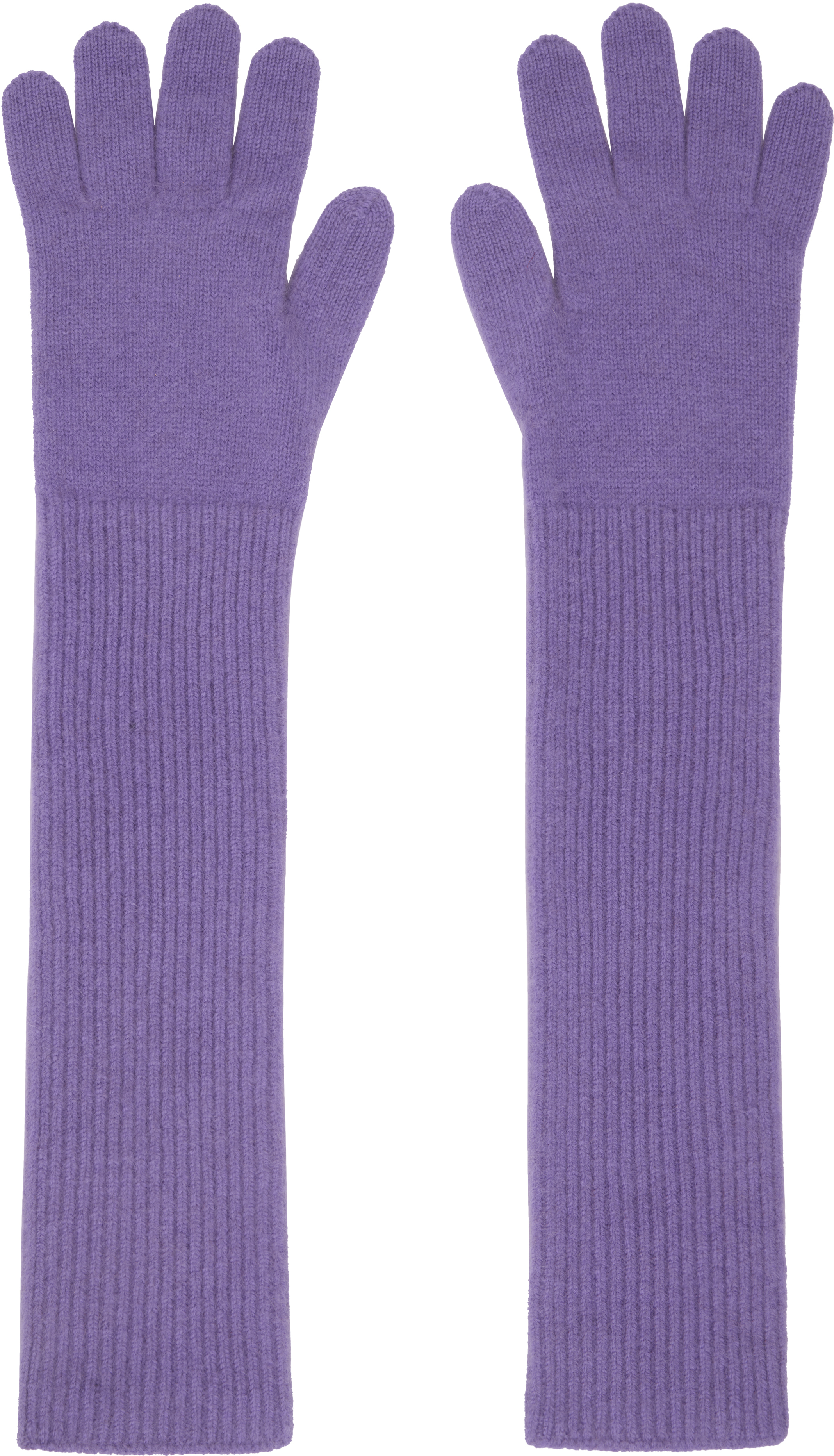 Auralee Baby Cashmere Knit Long Gloves - Purple | Editorialist