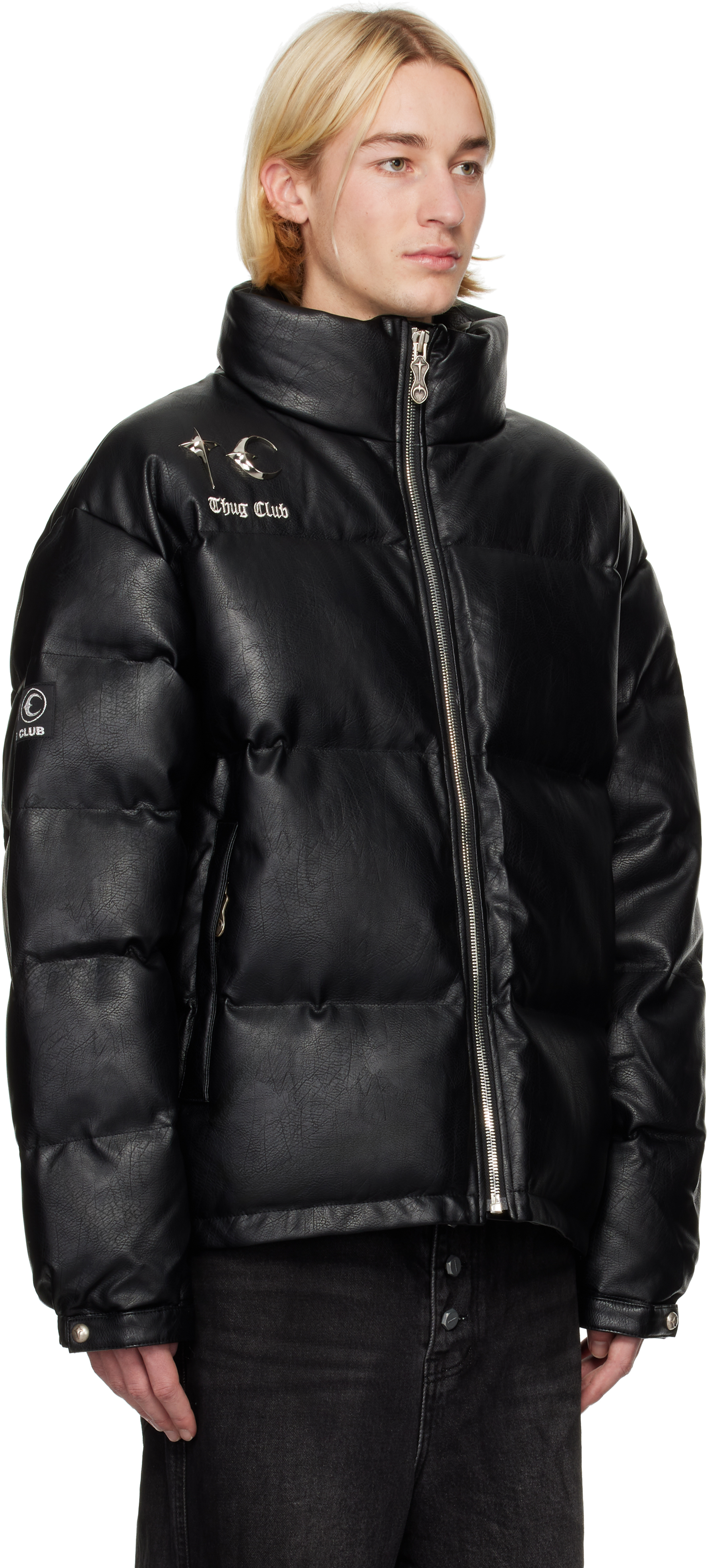 Thug Club Faux-Leather Puffer Down Jacket In Black - 16% Off Thug Club Faux-Leather Puffer Down Jacket In Black - 16% Off
