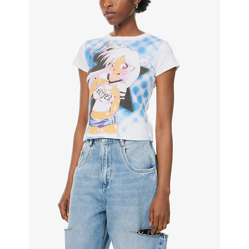 Ashley Williams Manga Graphic-Print Cotton-Jersey T-Shirt - Blue