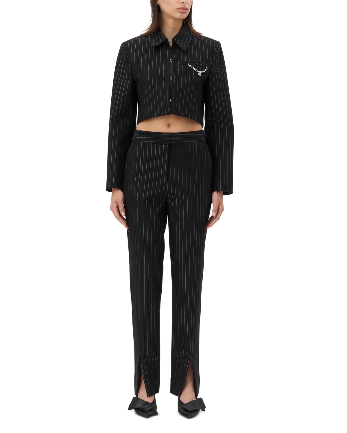 GANNI Ganni Striped Crop Blazer