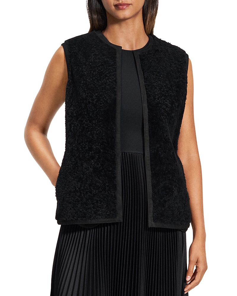 Theory Reversible Shearling Vest - Black | Editorialist