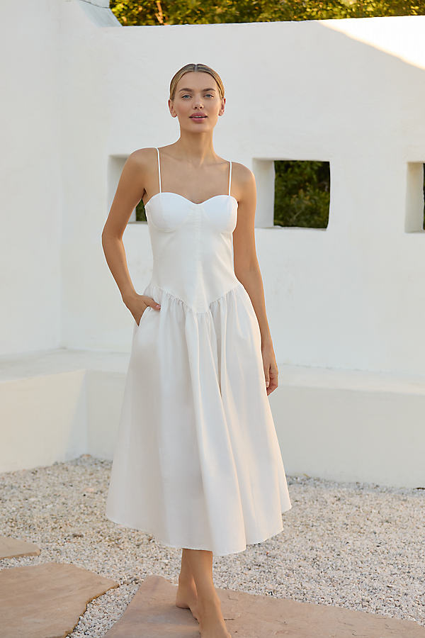 Encantadore Emma Drop-Waist Midi Dress In White - 43% Off | Editorialist