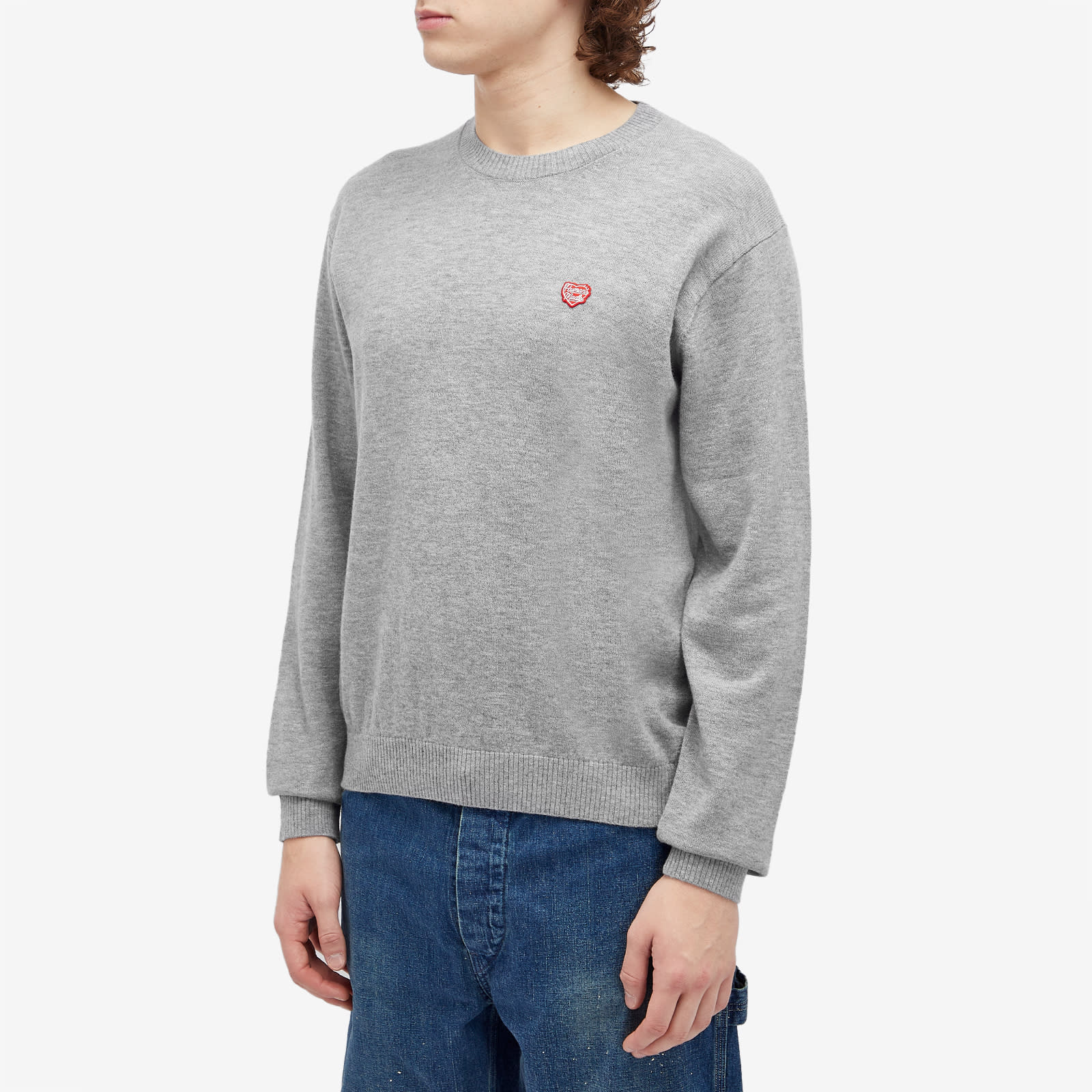 Human Made Heart Badge Knit Sweater In Grey - 45% Off | Editorialist