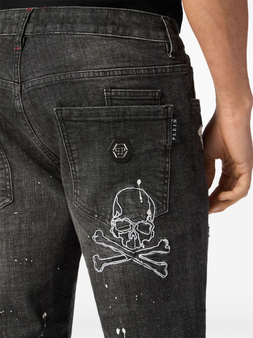 Philipp Plein Skull And Bones Slim Fit Jeans - Grey | Editorialist