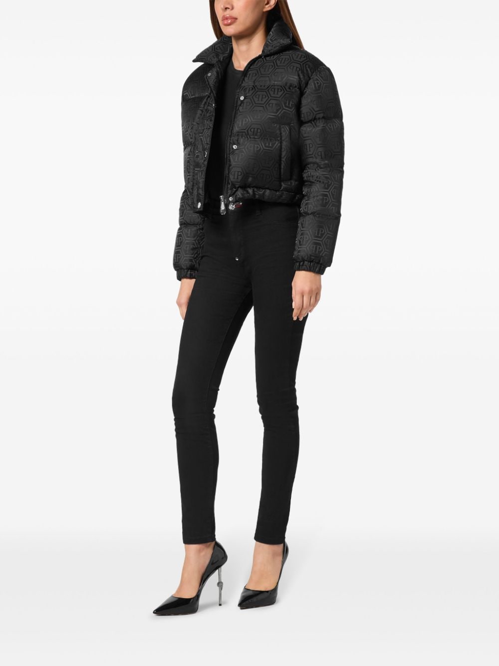 PHILIPP PLEIN Philipp Plein Monogram Cropped Puffer Jacket