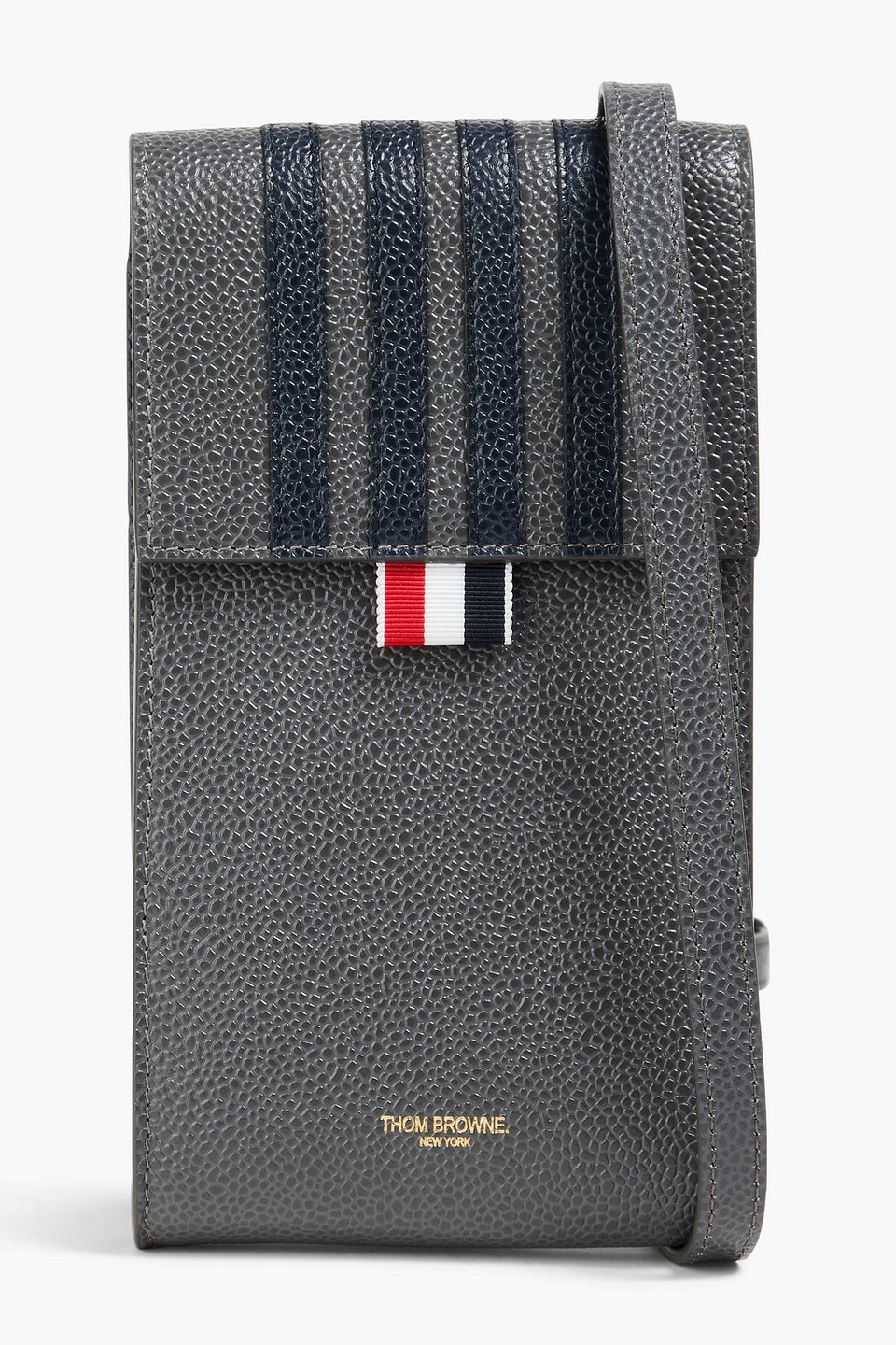 Thom Browne Pebbledleather Phone Pouch In Gray - 55% Off