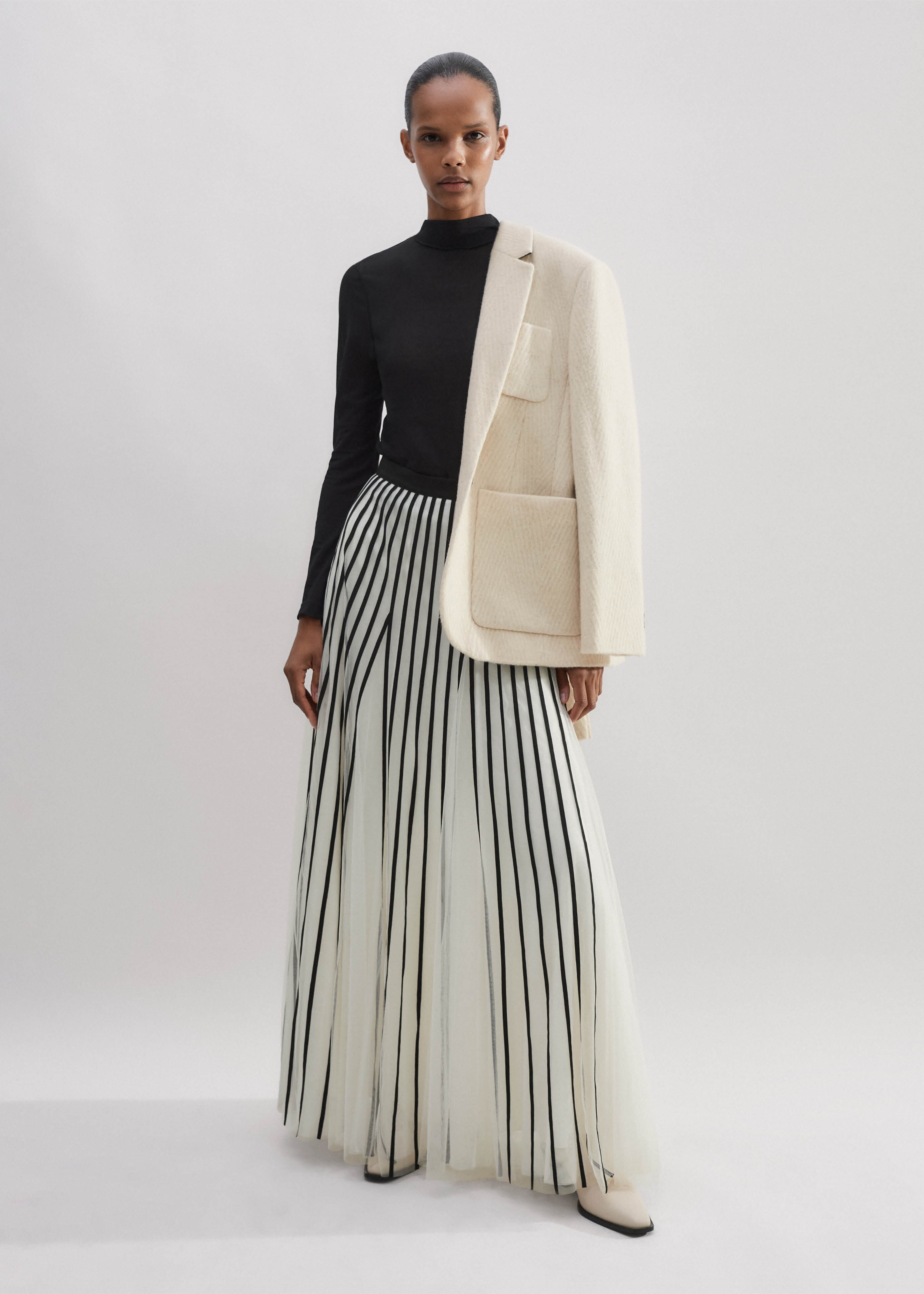 Me+Em Tulle Maxi Skirt - Ivory/Black | Editorialist