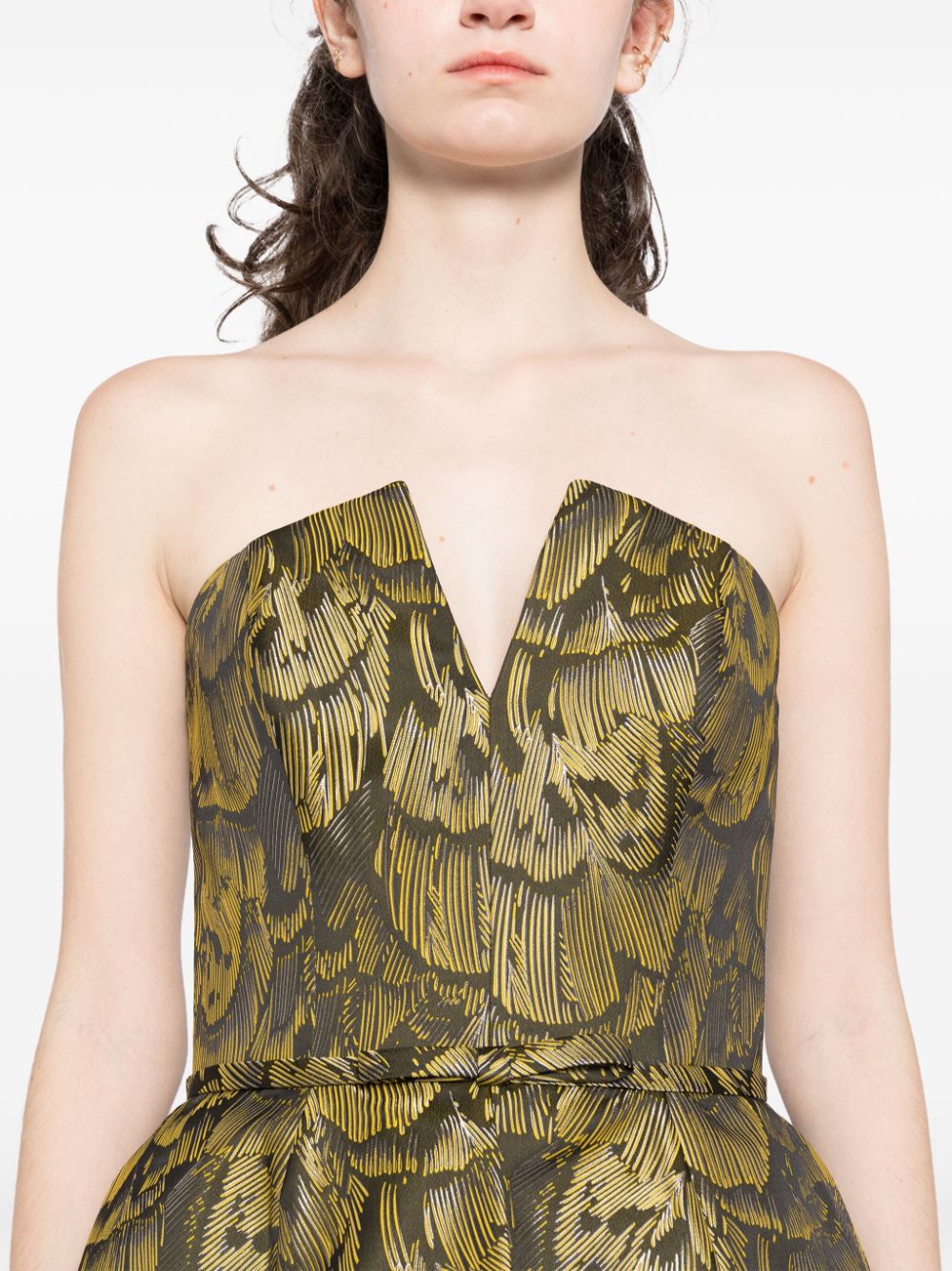 green emerald velvet dress Vida Dress in Poppy Floral Jacquard main image 1