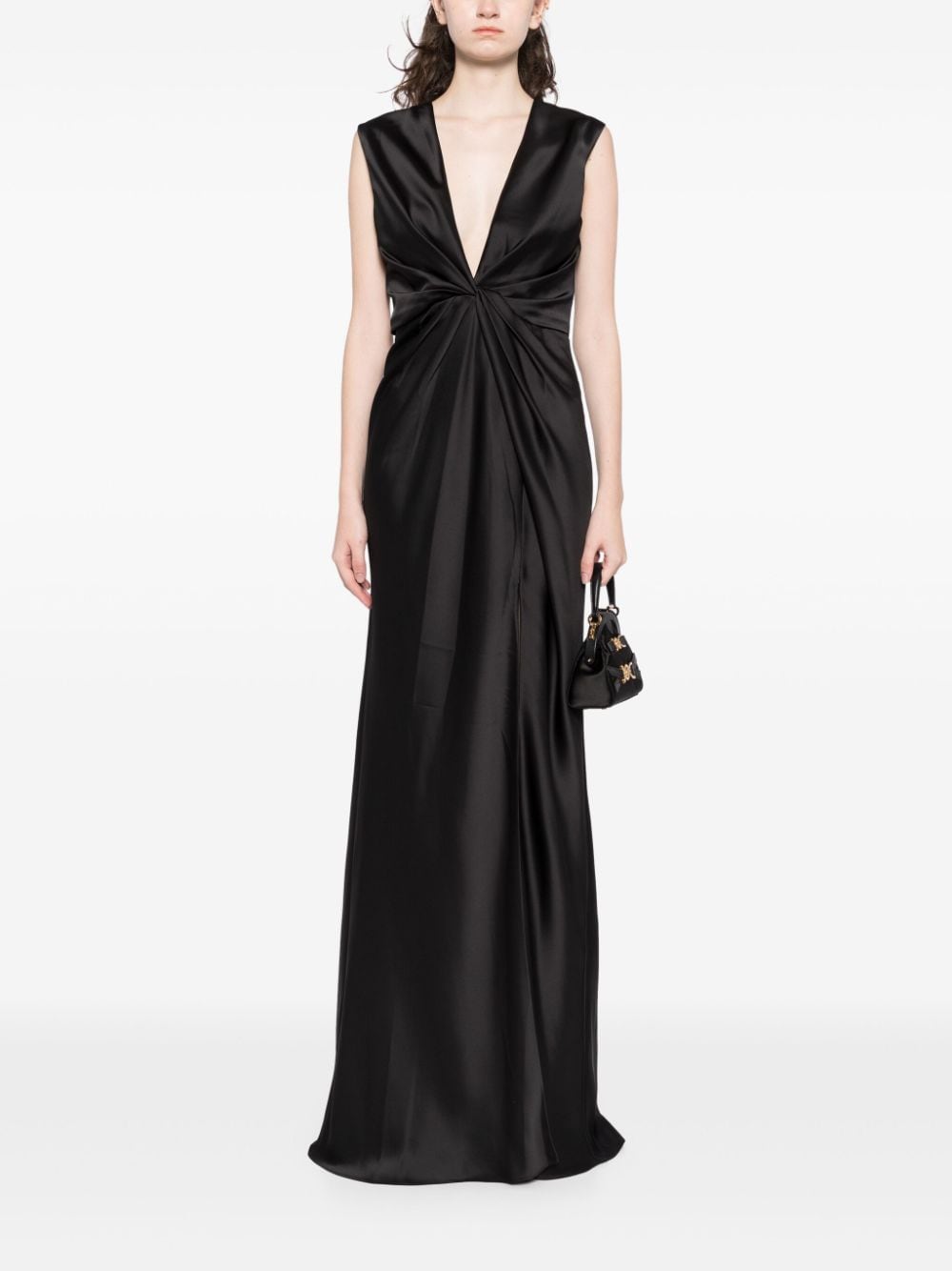 amsale fluid satin draped neck dress Amsale Satin Draped-neck Maxi Dress