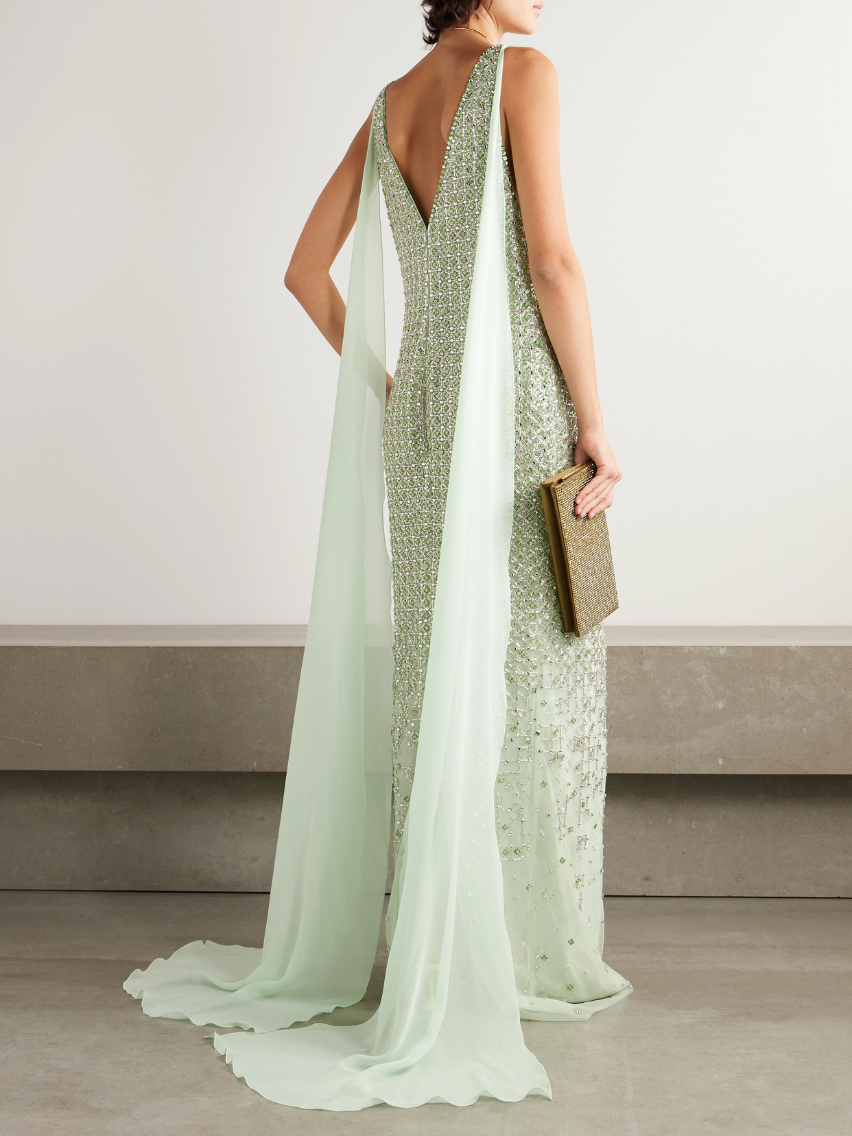 Georges Hobeika Crystal-Embellished Gown In Green - 40% Off | Editorialist