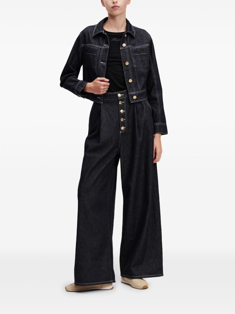 KARL LAGERFELD Karl Lagerfeld Cropped Denim Jacket