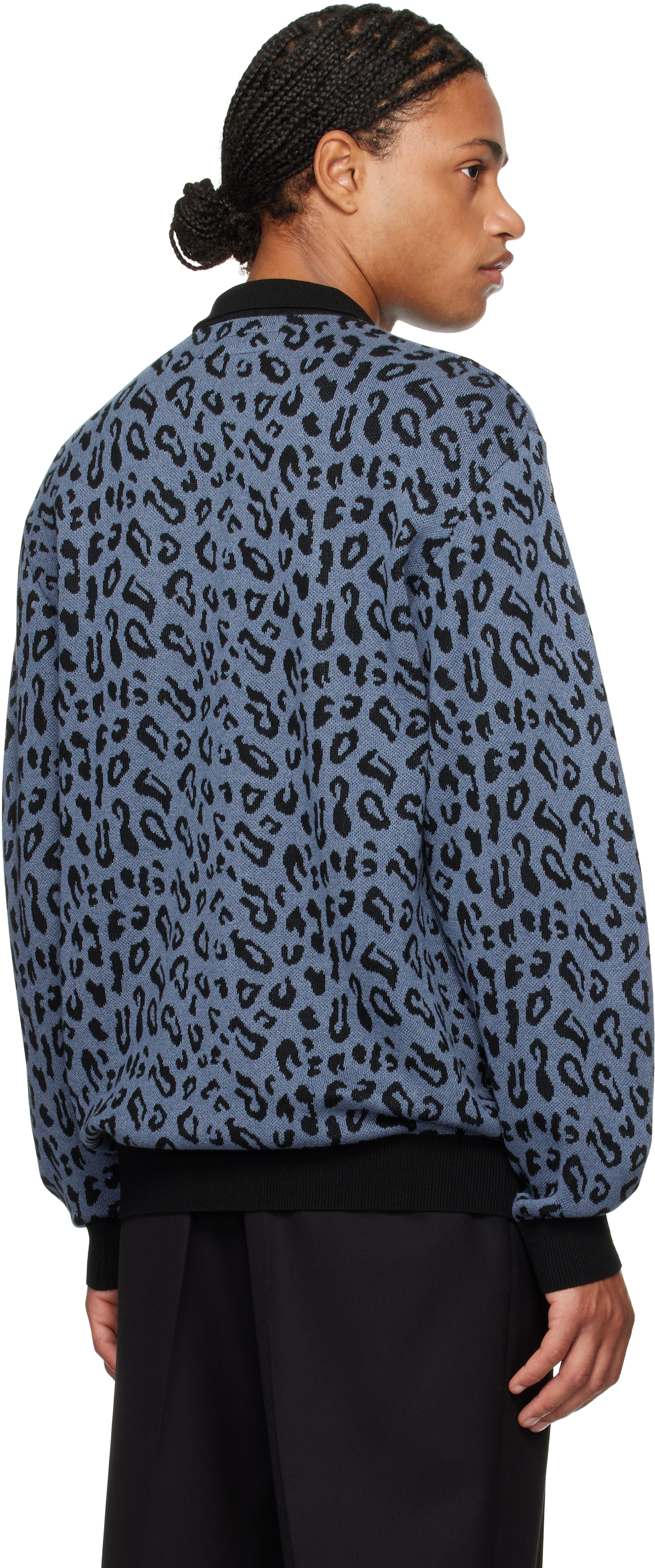 Wacko Maria Leopard Knit Polo In Blue - 53% Off | Editorialist