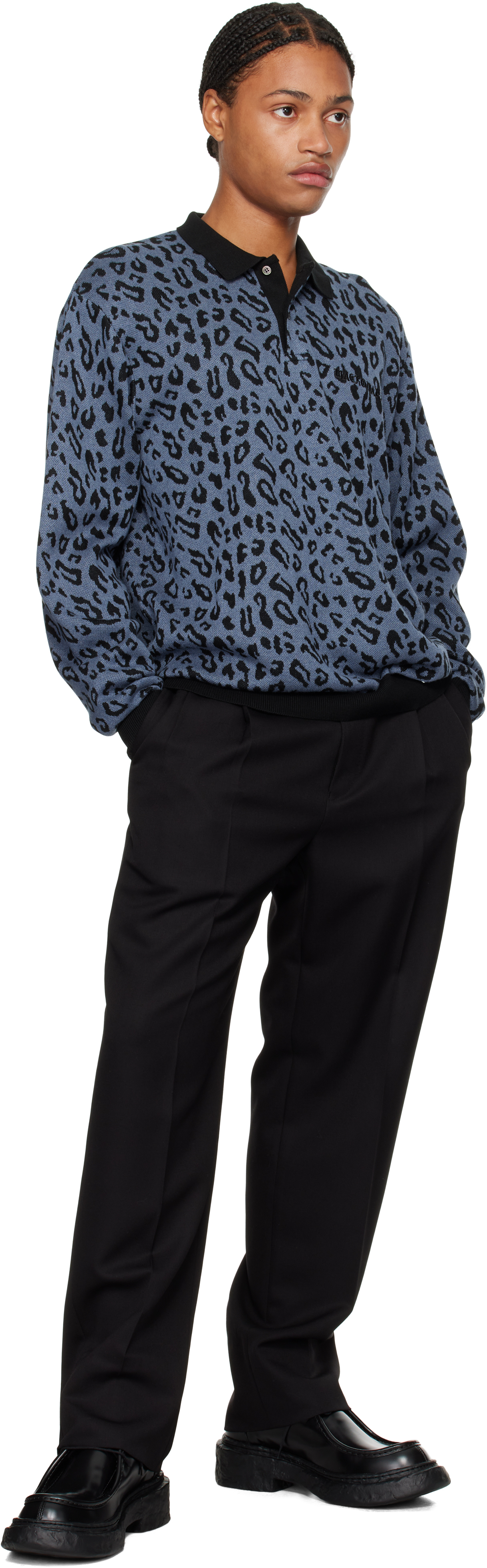 トップス WACKO MARIA Leopard Knit Polo Shirt L wacko-maria-pink-leopard-knit-