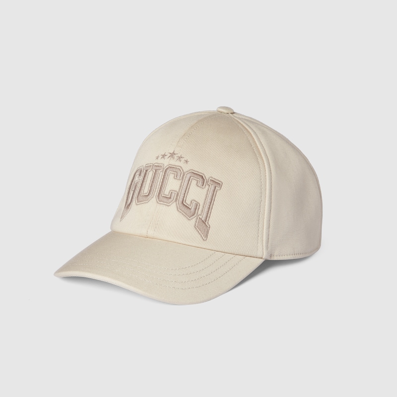 Gucci Embroidered Cotton Baseball Hat - White | Editorialist display picture 1