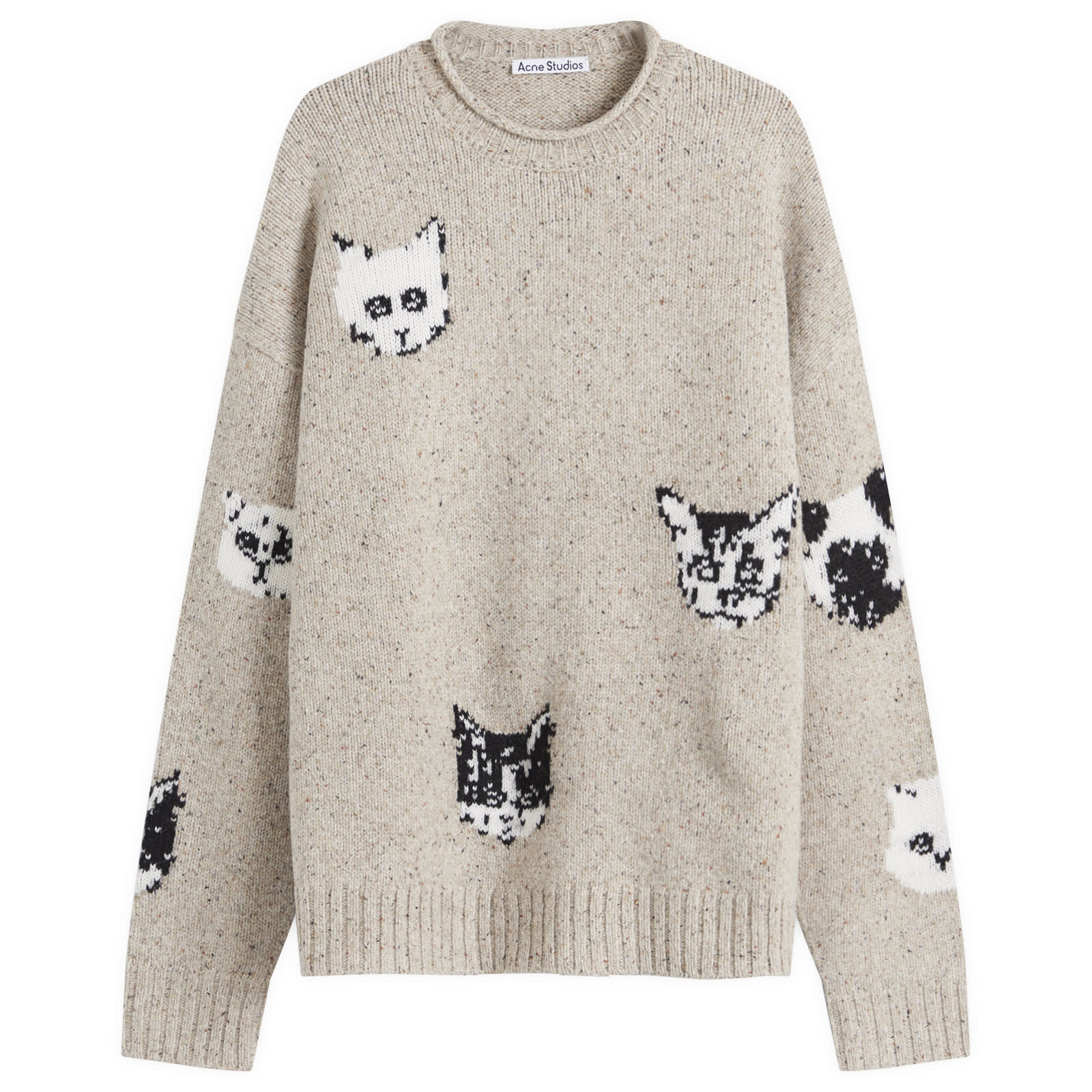 Acne Studios Kuelu Cat Jacquard Jumper In Beige - 40% Off 