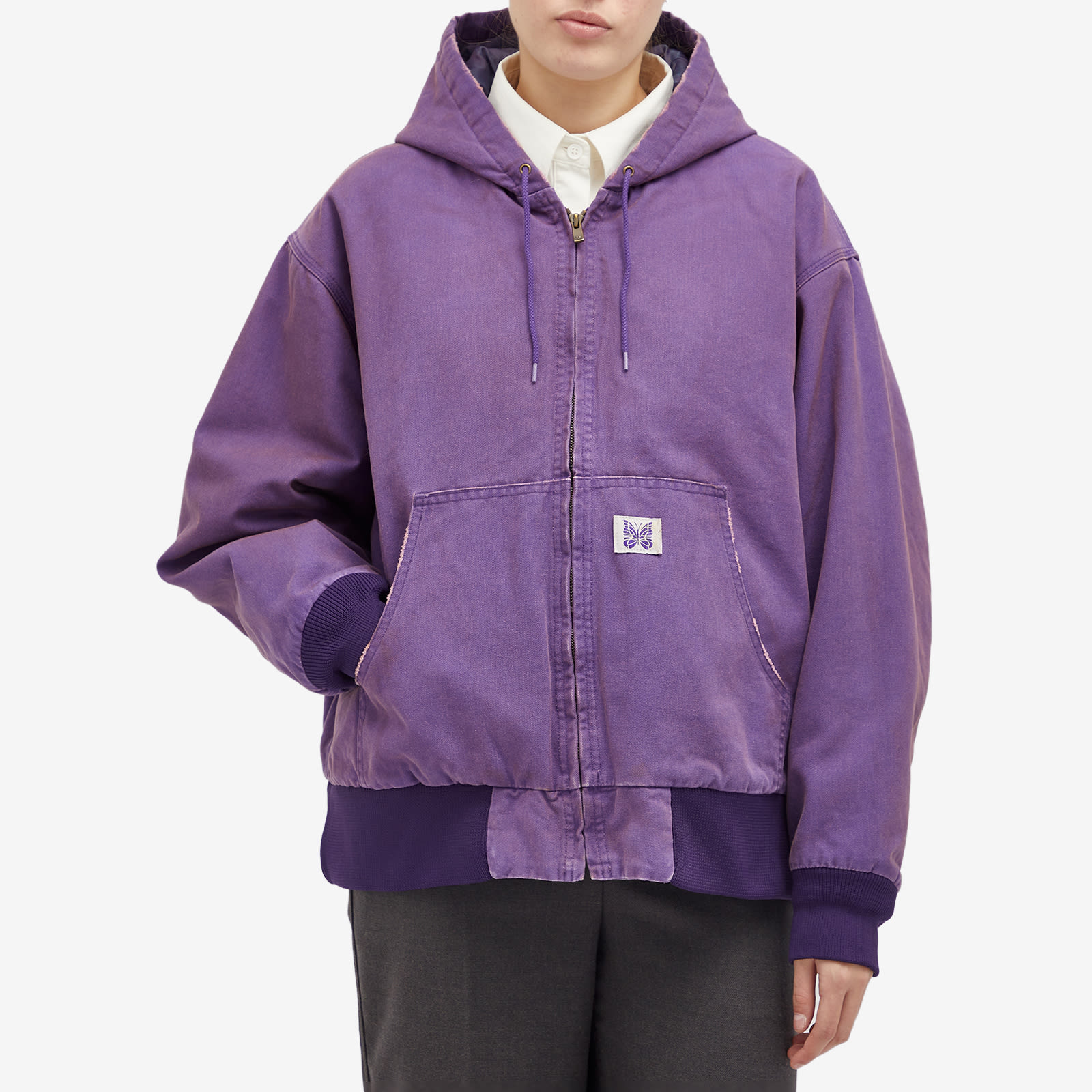 Needles Zipped Work Oxford Jacket In Purple - 70% Off | Editorialist