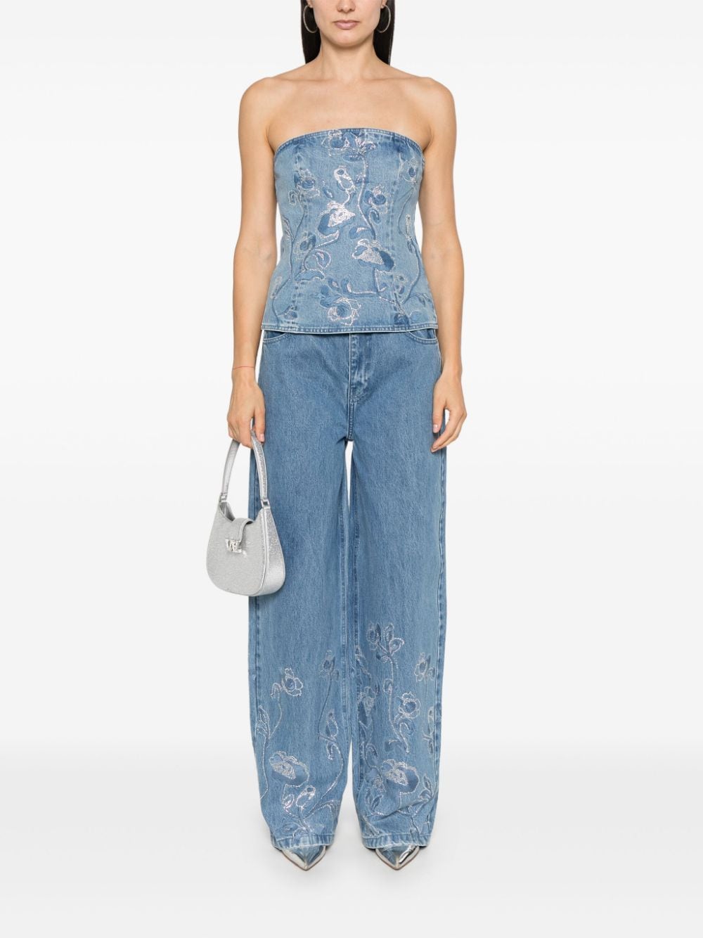 ROTATE BY BIRGER CHRISTENSEN ROTATE BIRGER CHRISTENSEN Rhinestoned Wide-Leg Jeans