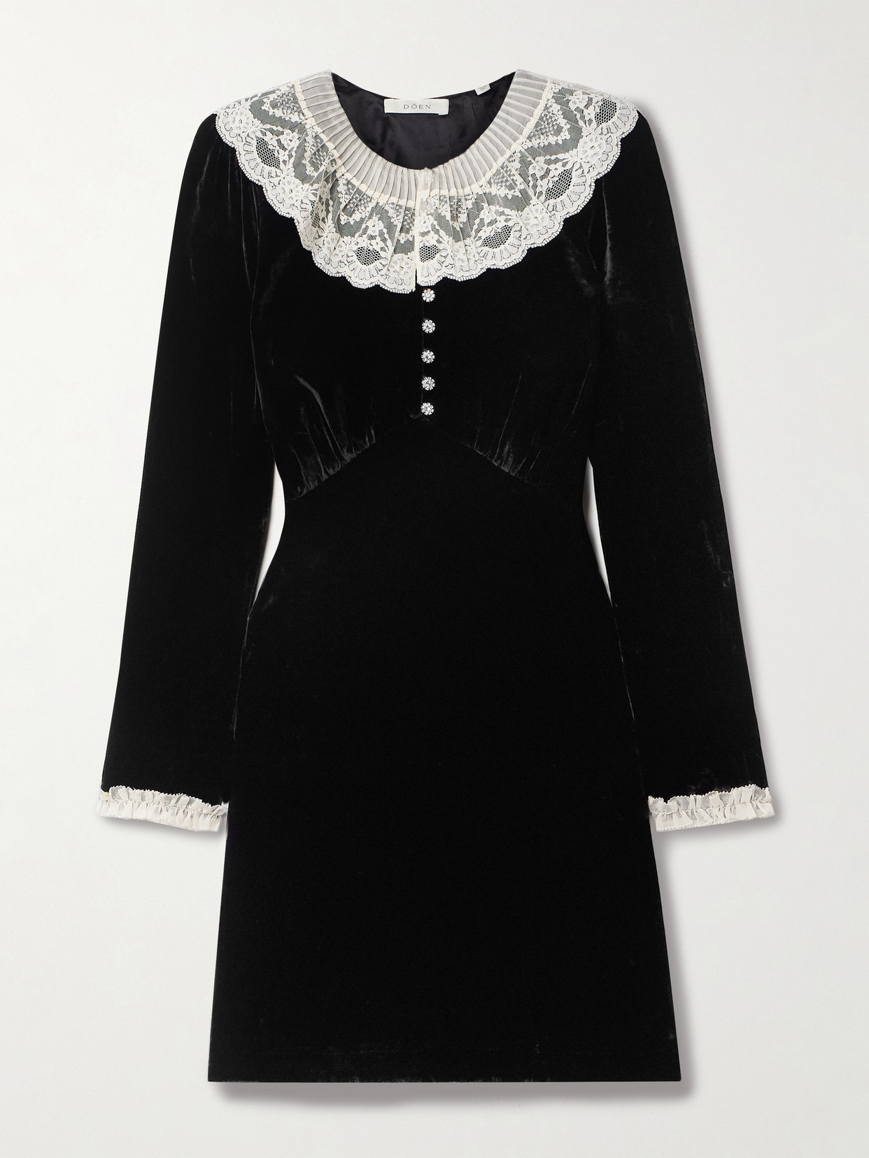 DEn Lisbeth Velvet Mini Dress - Black | Editorialist