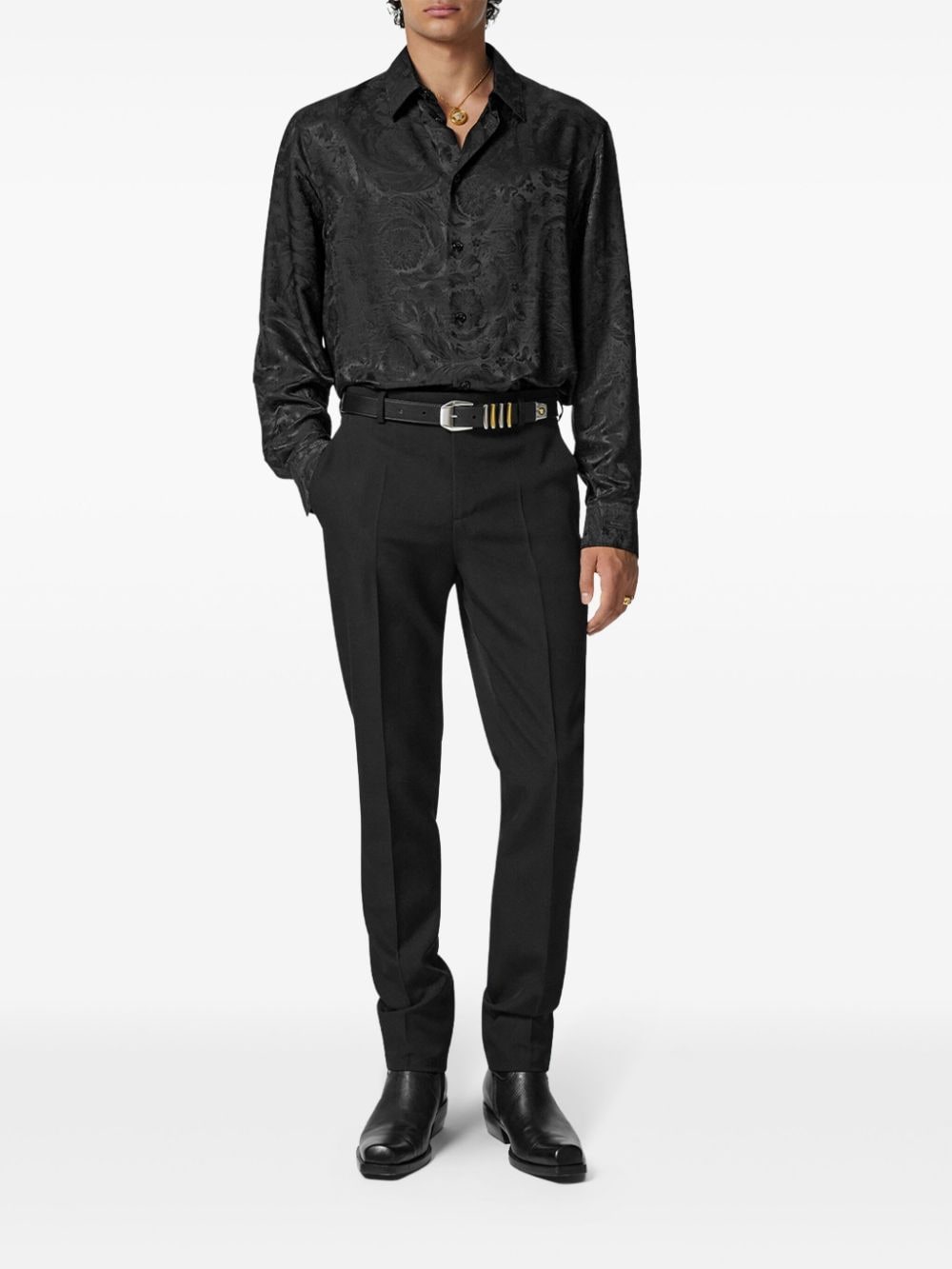 VERSACE jacquard silk-blend regular shirt