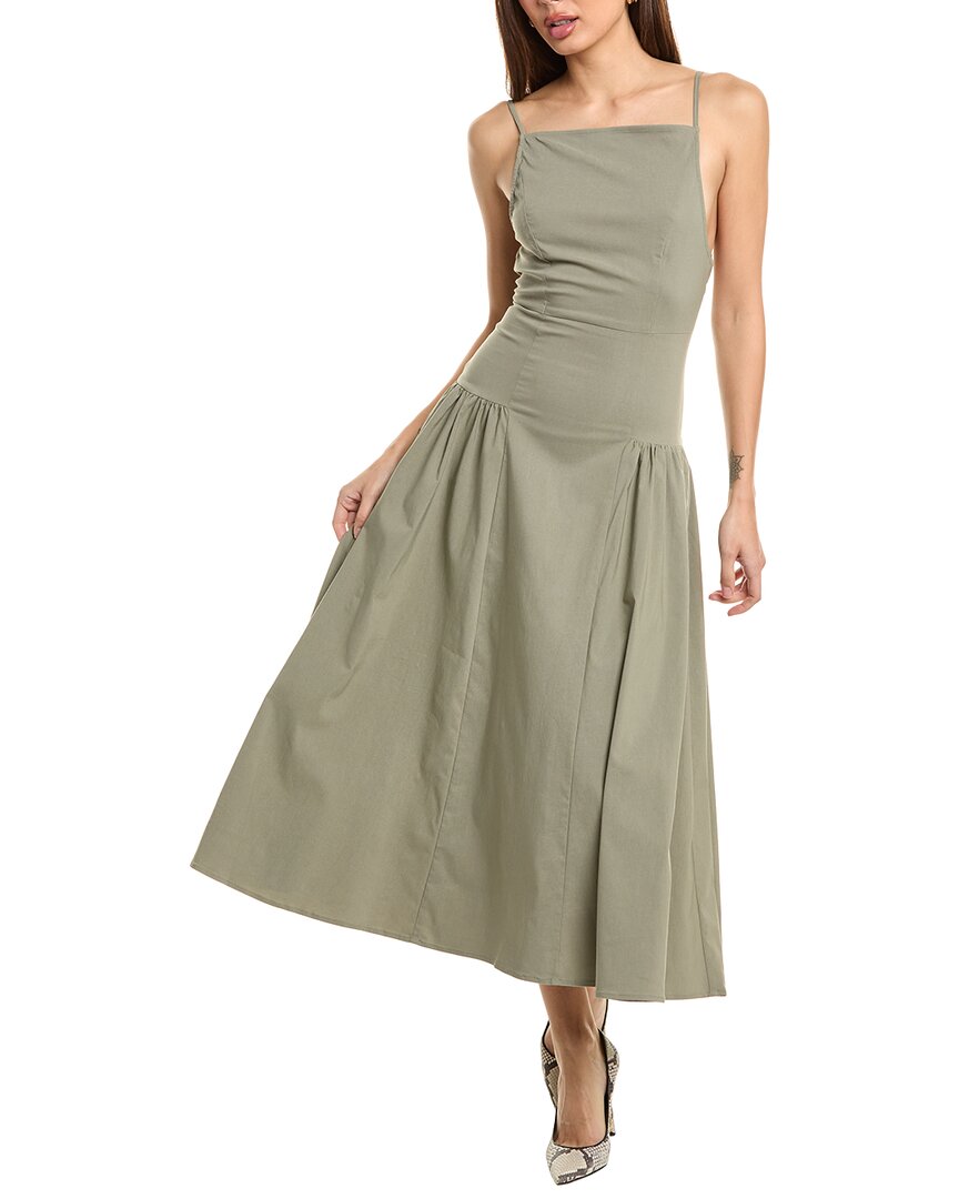 Weworewhat Flare Panel Linen-Blend Midi Dress In Pink - 59% Off |  Editorialist