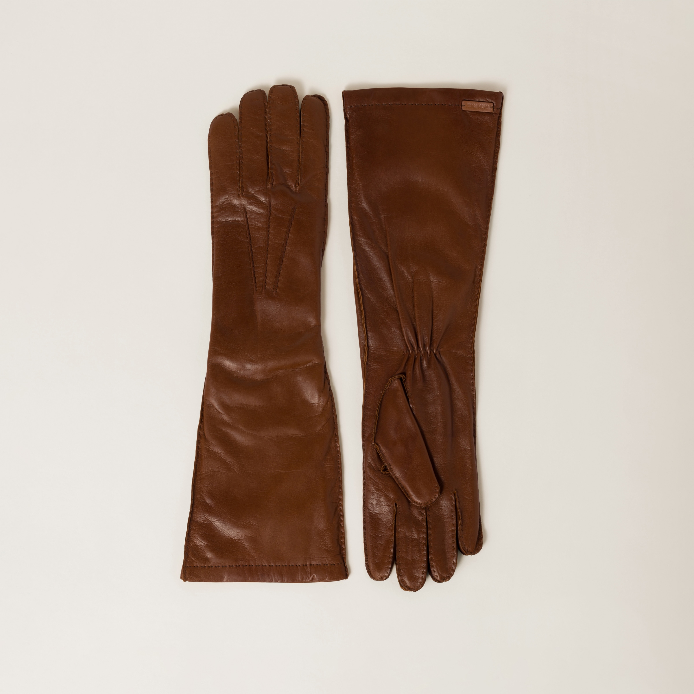 Miu Miu Nappa Leather Gloves - Cognac | Editorialist