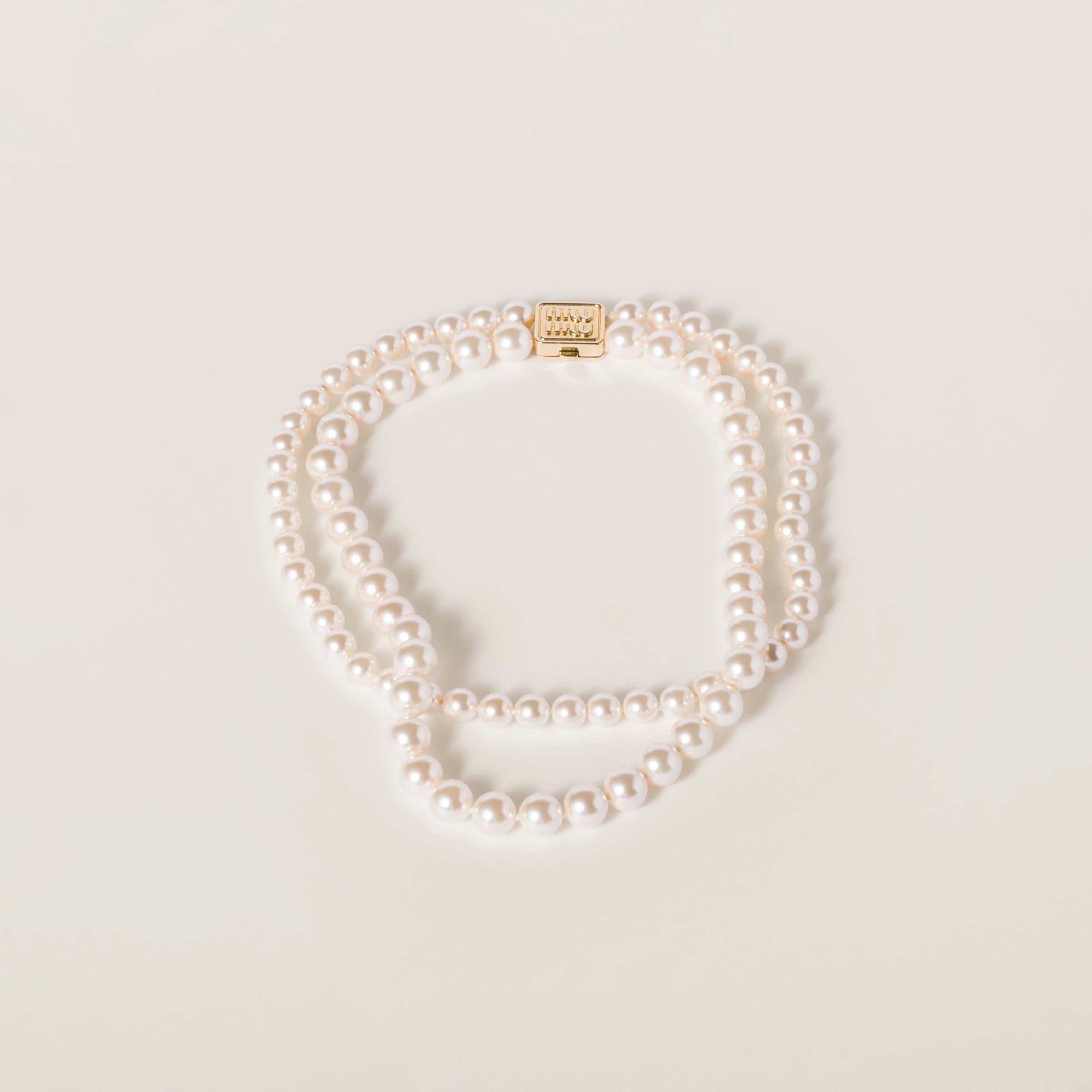 Miu Miu Metal And Pearl Necklace - Gold/Cream | Editorialist