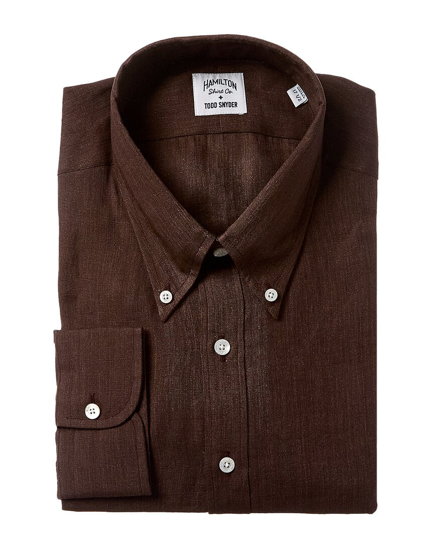 Todd Snyder X Hamilton Shirt Linen Dress Shirt In Brown 60