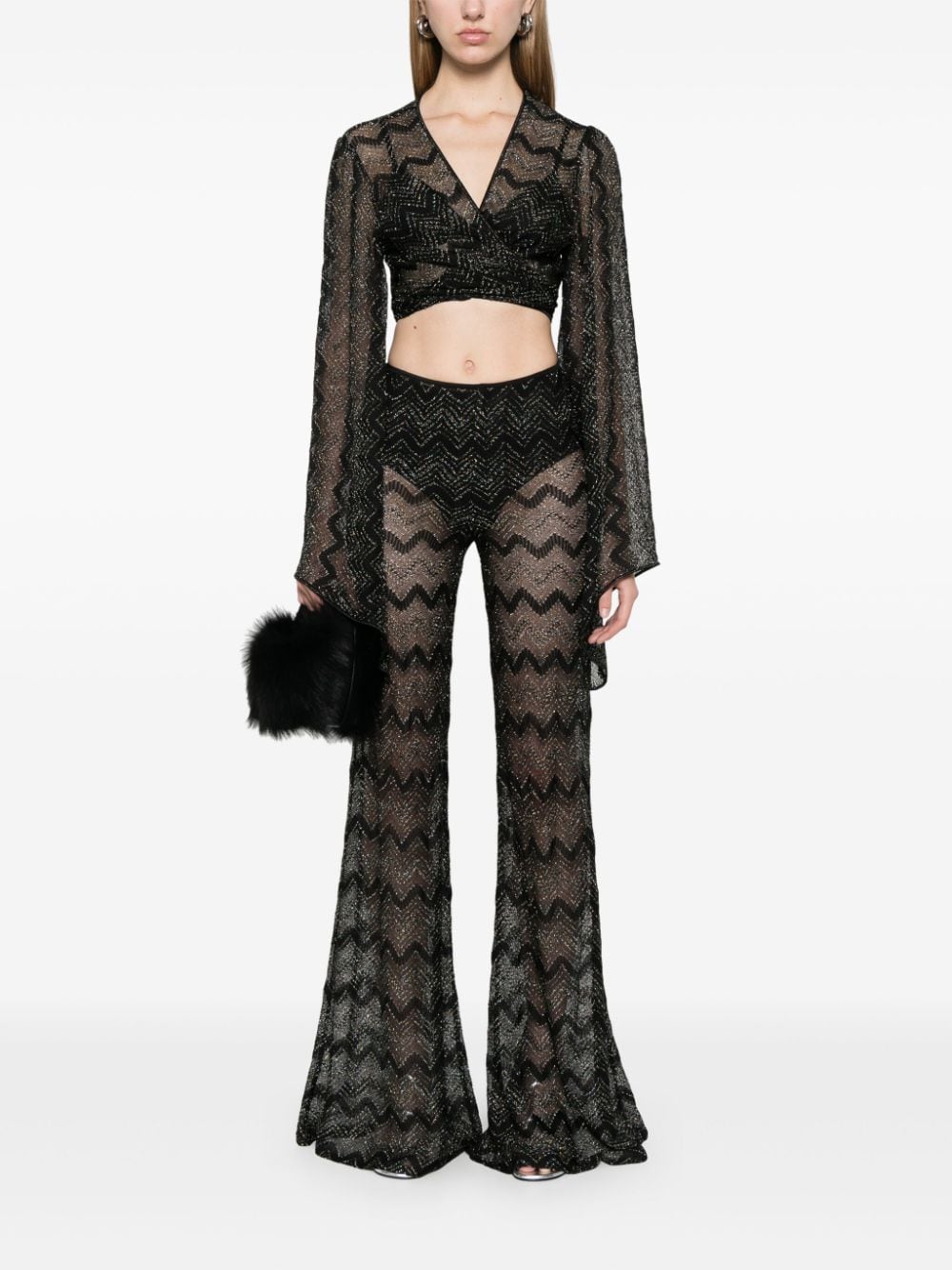 MISSONI Missoni Zig Zag Lamé Viscose Flare Cover-Up Trousers