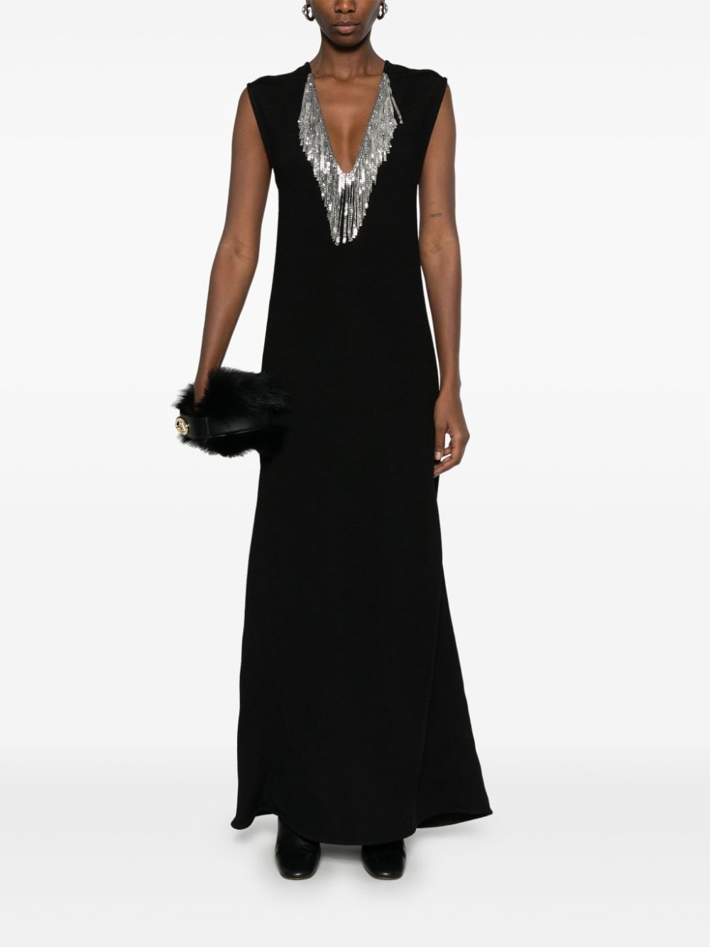 JIL SANDER Jil Sander fringed-mesh maxi dress