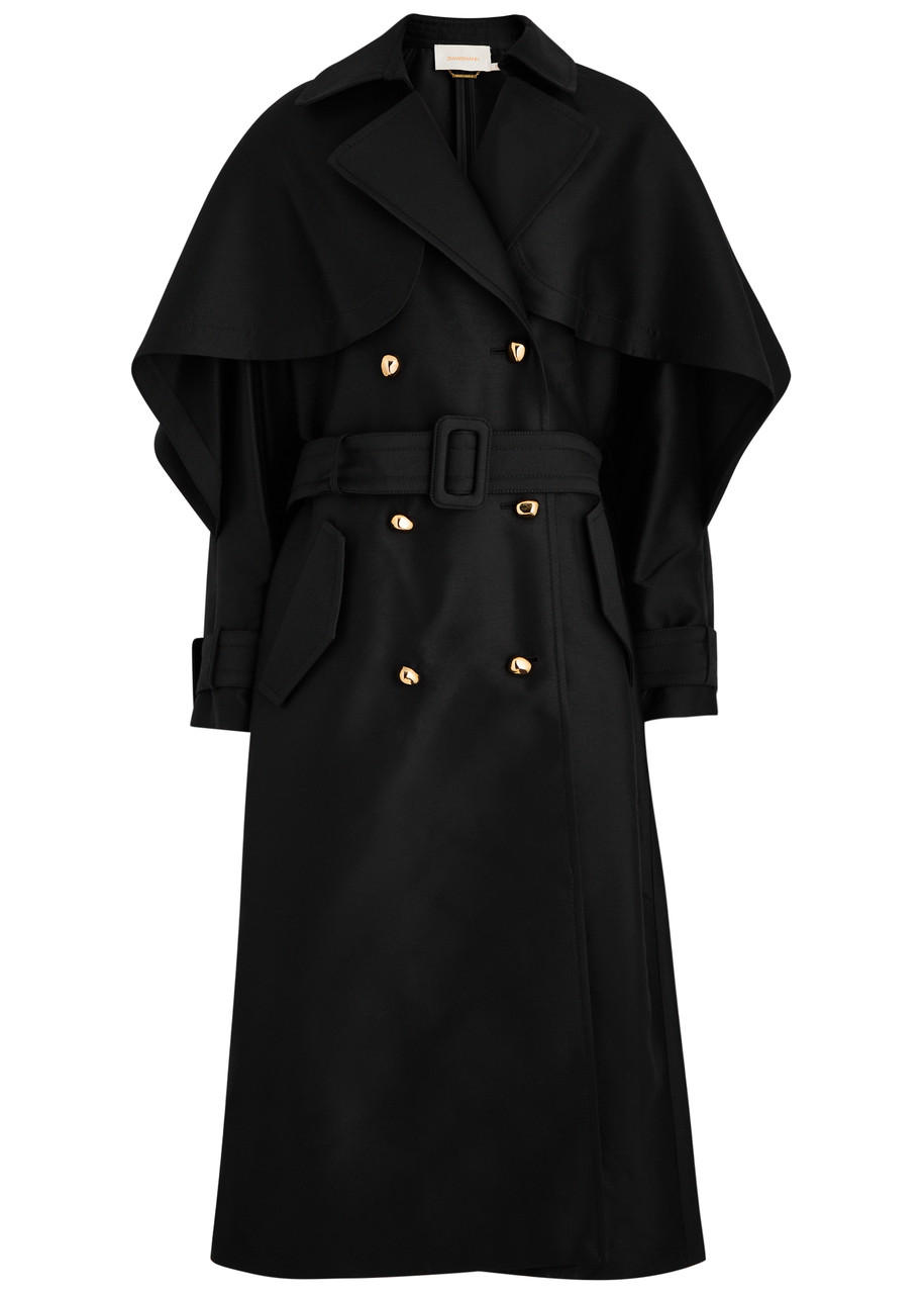 Zimmermann Cape Wool-Blend Trench Coat In Black - 40% Off