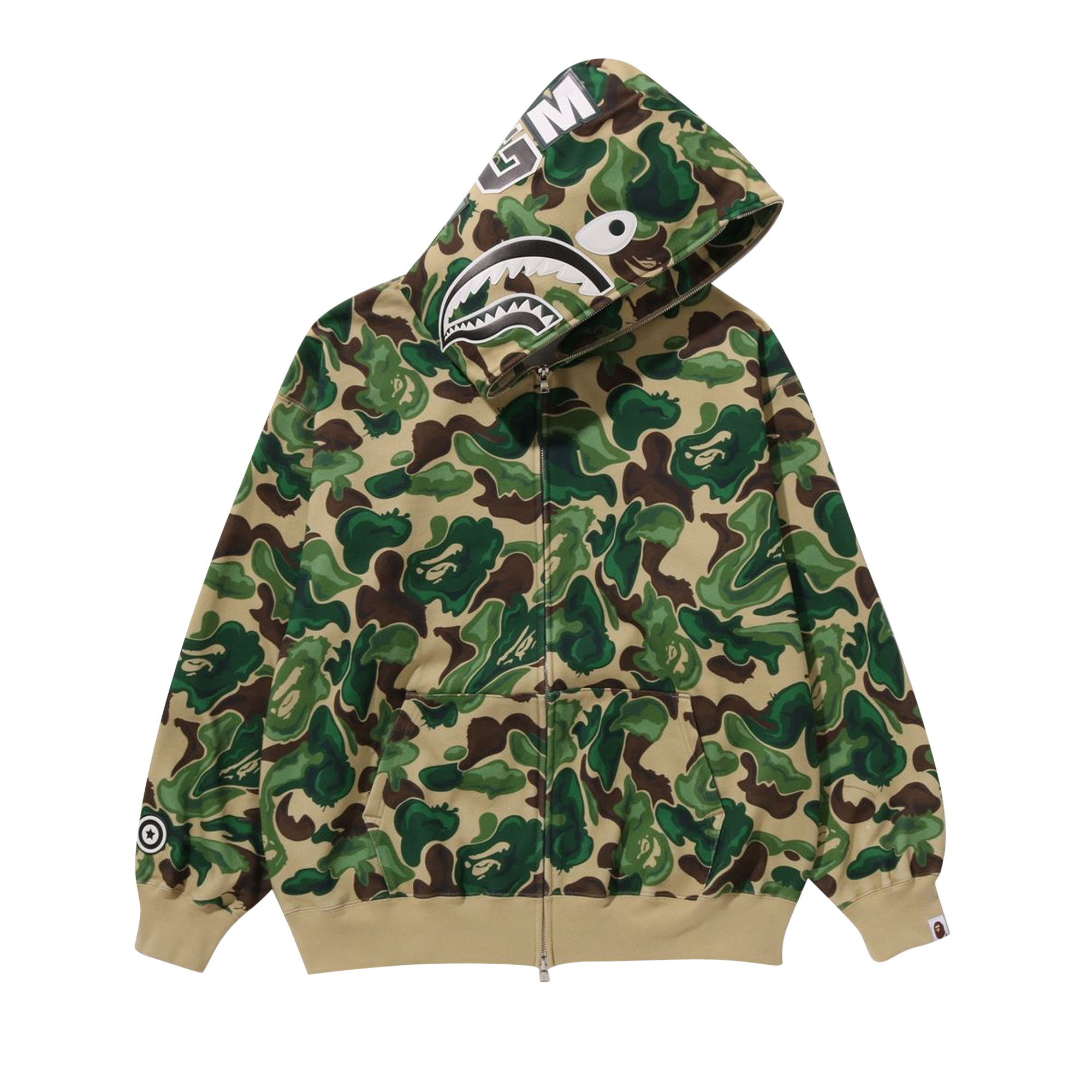 A Bathing Ape Art Camo Shark Hooded Zip-Up - Green | Editorialist