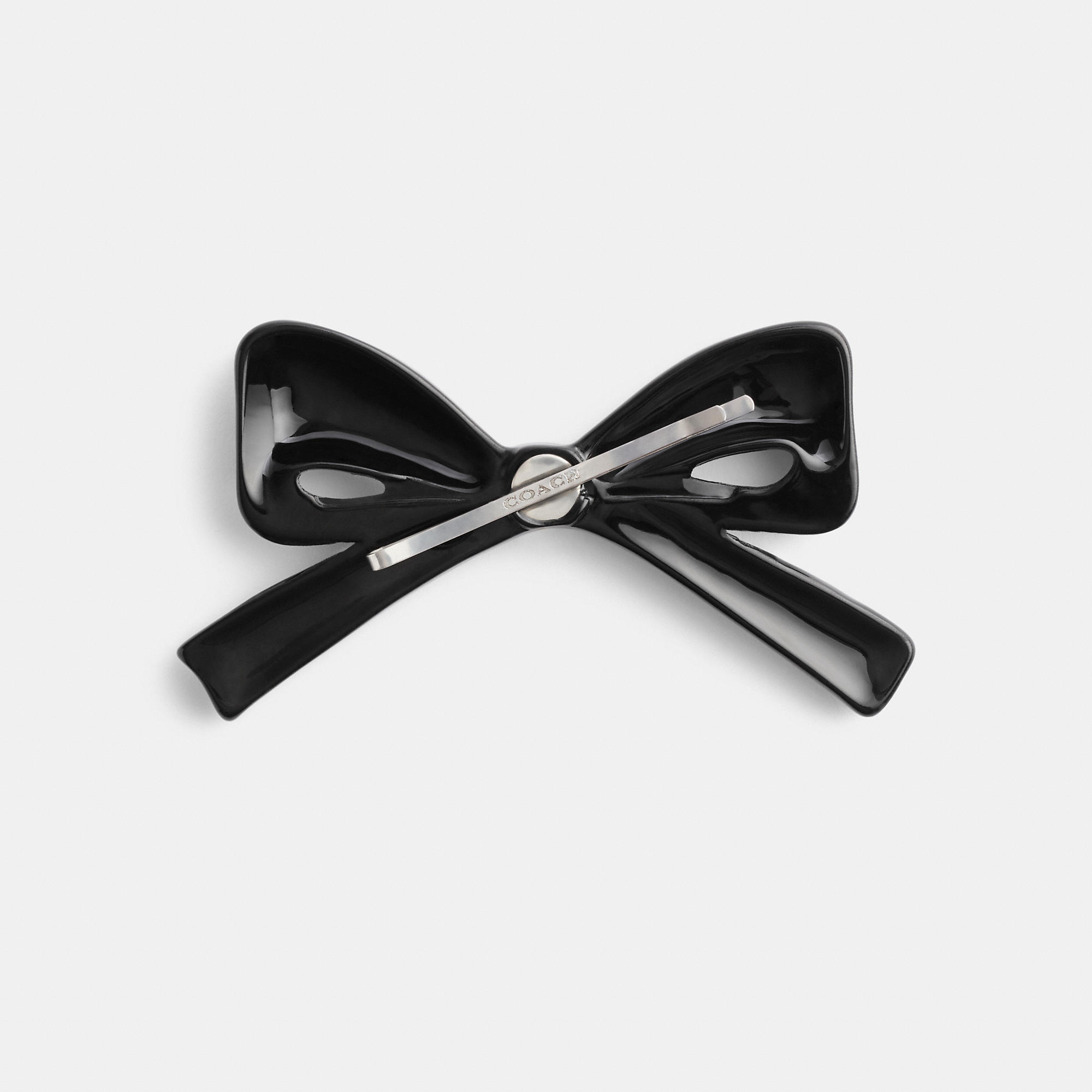 Coach Pavé Bow Barrette In Silver/Black - 30% Off | Editorialist
